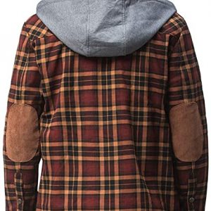 Mr.Stream Men’s Hooded Coat Casual Thicken Long Sleeve Plaid Work Flannel Button Down Shirt ...